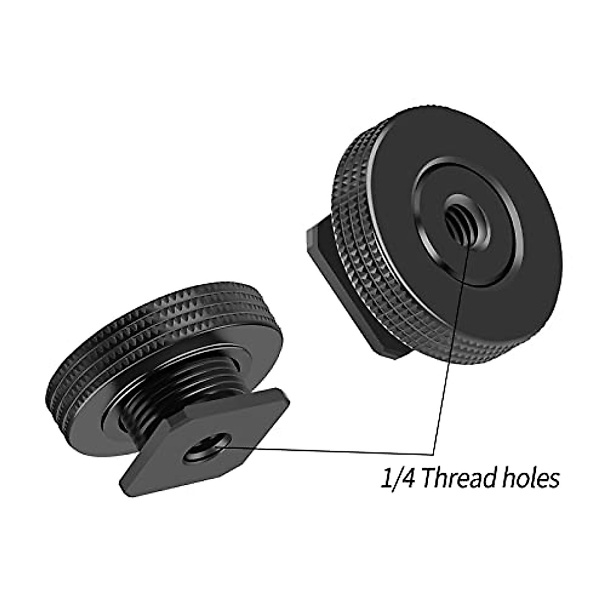 [2 Packs]- Atmoshue 1/4" Female Thread to Hot Shoe Adapter, Hot Shoe Mount Adapter with 1/4 to 1/4" Male Screw Adapter for Magic Arm, Monitor, Video Light