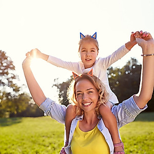 Dog Ears Hair Clips for Kids Toddler 2 Pairs Glitter Halloween Costume Hair Accessories Animal Cosplay Birthday Party Supplies Blue Orange