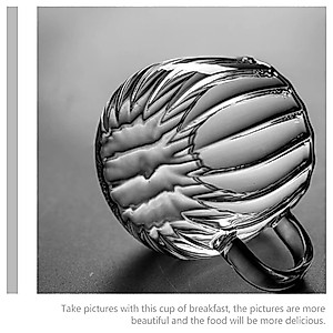 Zerodeko Glass Cups 2pcs Pumpkin Shaped Glass Mugs with Handle, Clear Coffee Mugs, Clear Drinking Cups Beverage Mugs Tea Mugs for Cappuccino, Latte, Espresso (350ml) Office Decor