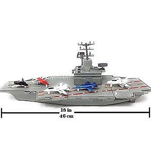 Xplore Toys Aircraft Carrier Toy,with 5 Aircrafts Includes Destroyer Ship