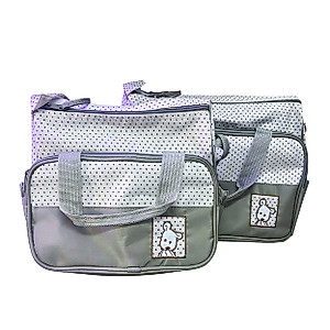 Diaper Bag, RoyalBaibei large travel diaper tote multifunction for mom and dad, 5 pieces Waterproof bag for boys and girls with changing pad, pacifier case and insulated pockets (Classic Khaki)