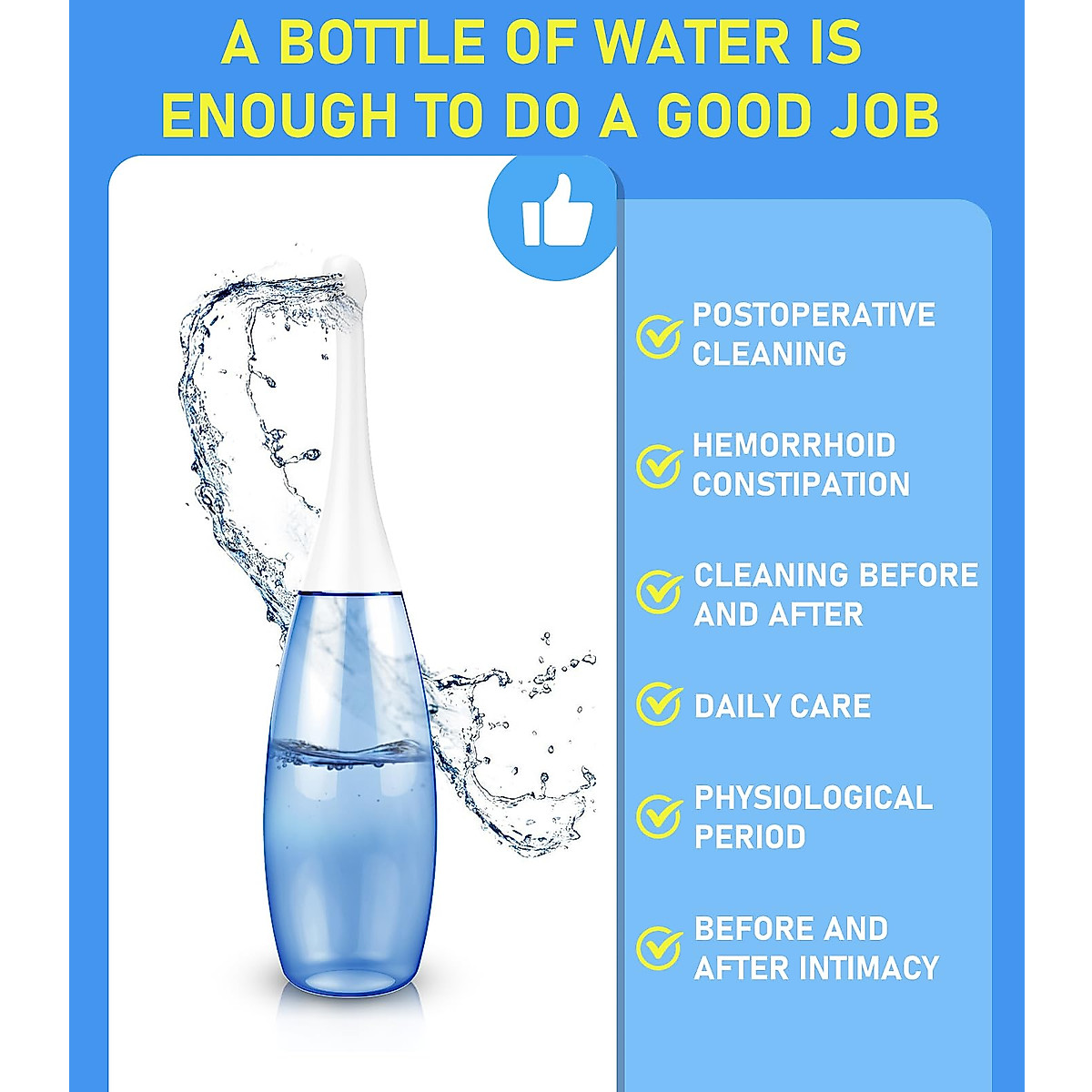 Portable Bidet-Postpartum Care-Peri Bottle for Travel -Portable Bidet 400ml Upside Down, Vaginal Cleaning, Recovery, Hospital Labor and Delivery Essentials - Blue