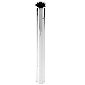 Westbrass D417-26 1-1/2" x 12" 17 Gauge Brass Single End Flanged Tailpiece, Polished Chrome