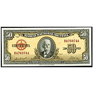 CU 1959 RARE, VIVIDLY COLORFUL CUBA 50 and 100 PESO BILLS! HI DENOMINATION GEMS ISS'D SAME YEAR AS CUBAN REVOLUTION! Choice Crisp Uncirculated