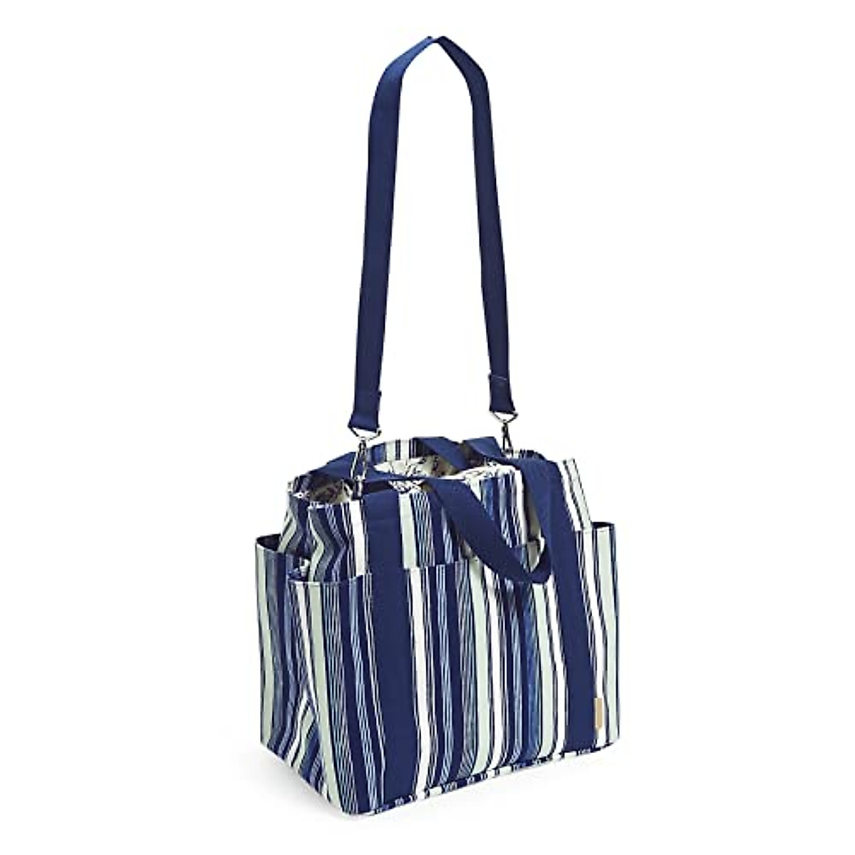 Vera Bradley Women's Deluxe Canvas Tote Bag, Seaside Stripe Navy, One Size