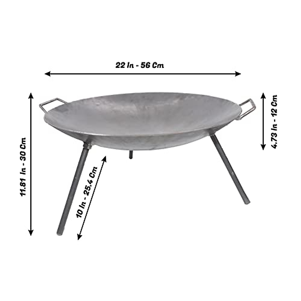 Fiesta Brands 22" Cooking Disc Blade Discada With Removable Legs High Heat Cooking Skillet, Disc BBQ, Cowboy Wok (Removable Legs Stand, 22 inch)