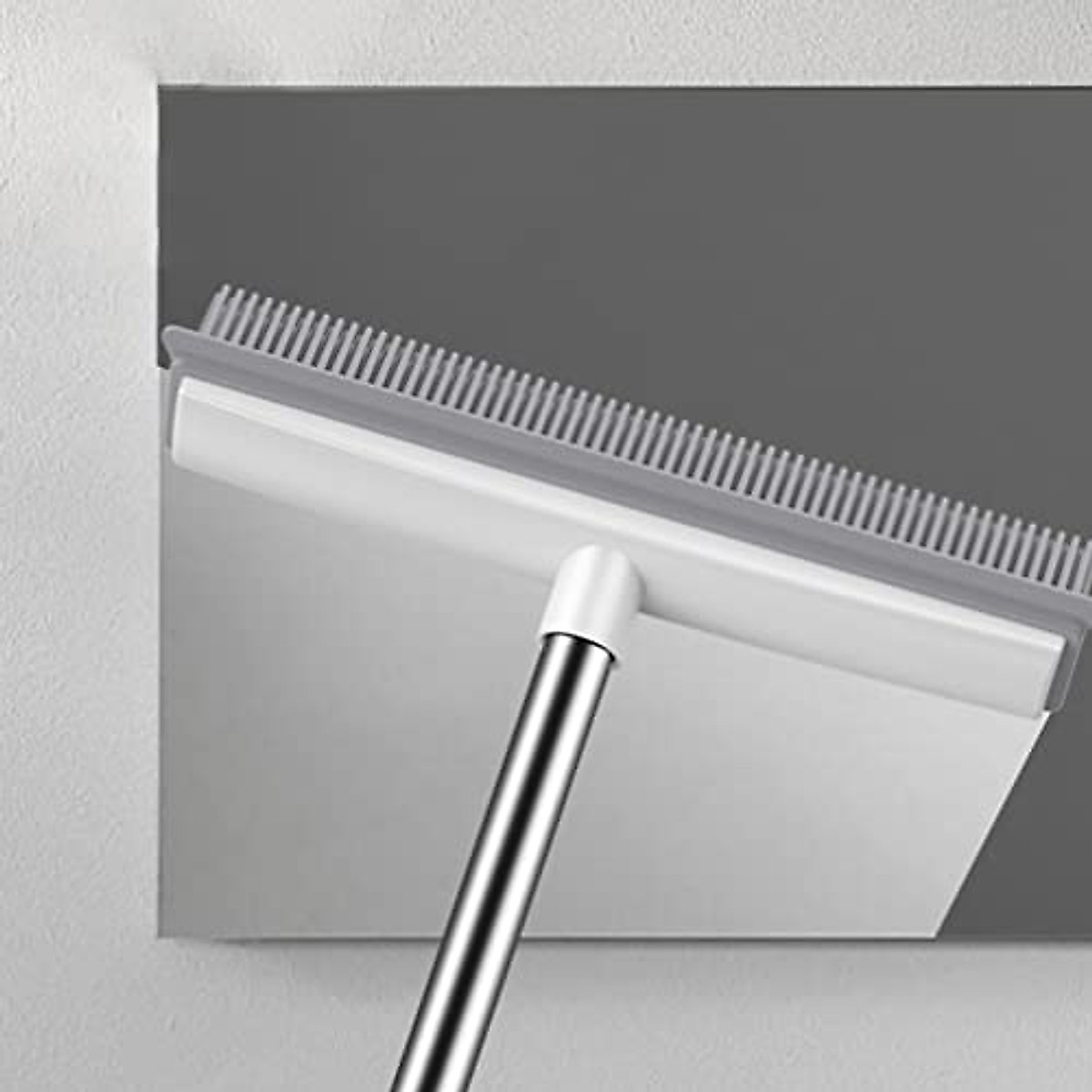 UPKOCH Floor Scrubber Brush Silicone Carpet Rake Hair Cleaning Broom Rubber Broom Carpet Rake Pet Hair Remover Broom Long Handle Scrubbing Brush Household Cleaning Tools White Grey