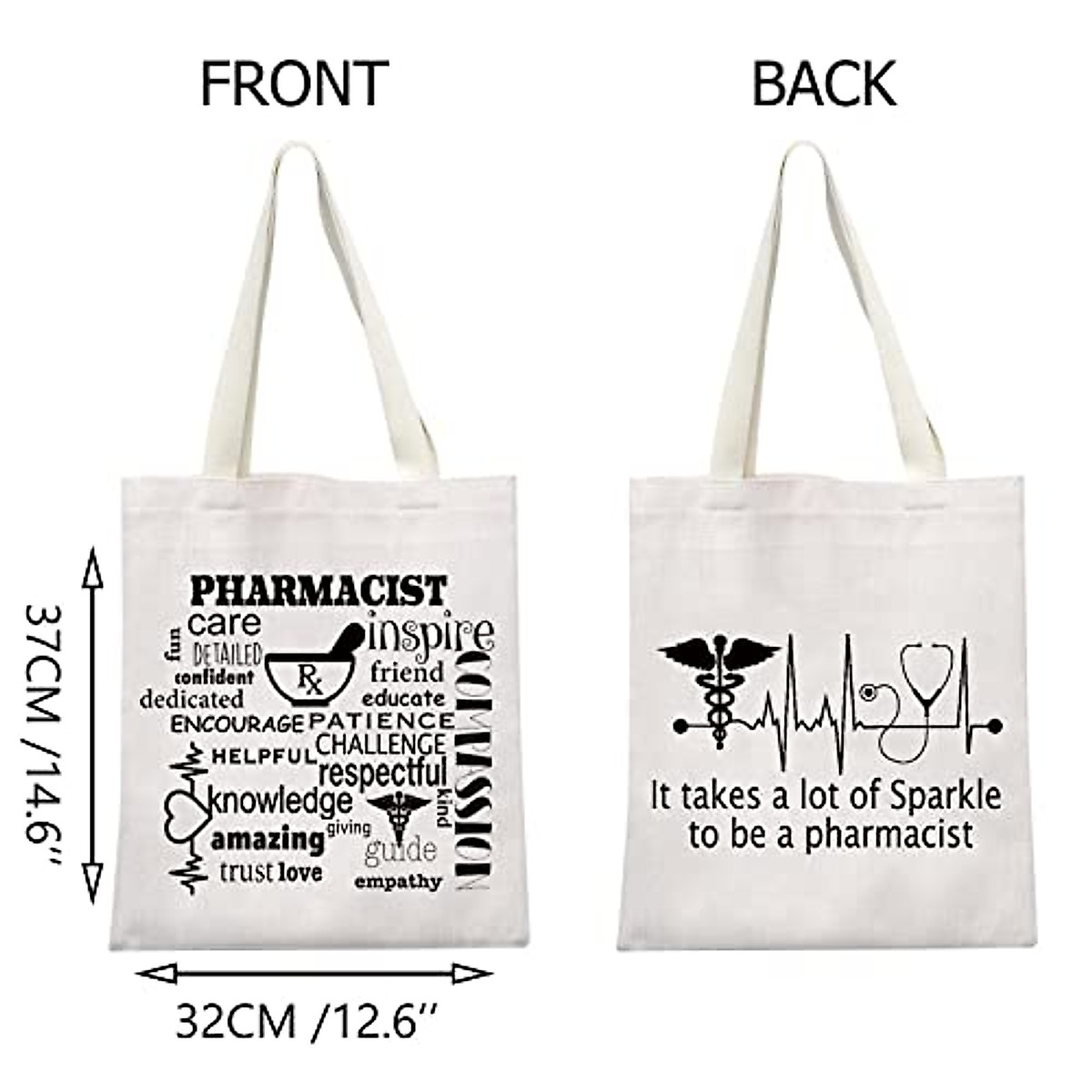 JNIAP Pharmacist Tote Bag Pharmacy Tech Gifts RX Gifts Pharmacy Student Pharmacy Technician Shoulder Bag (RX Tote Bag)