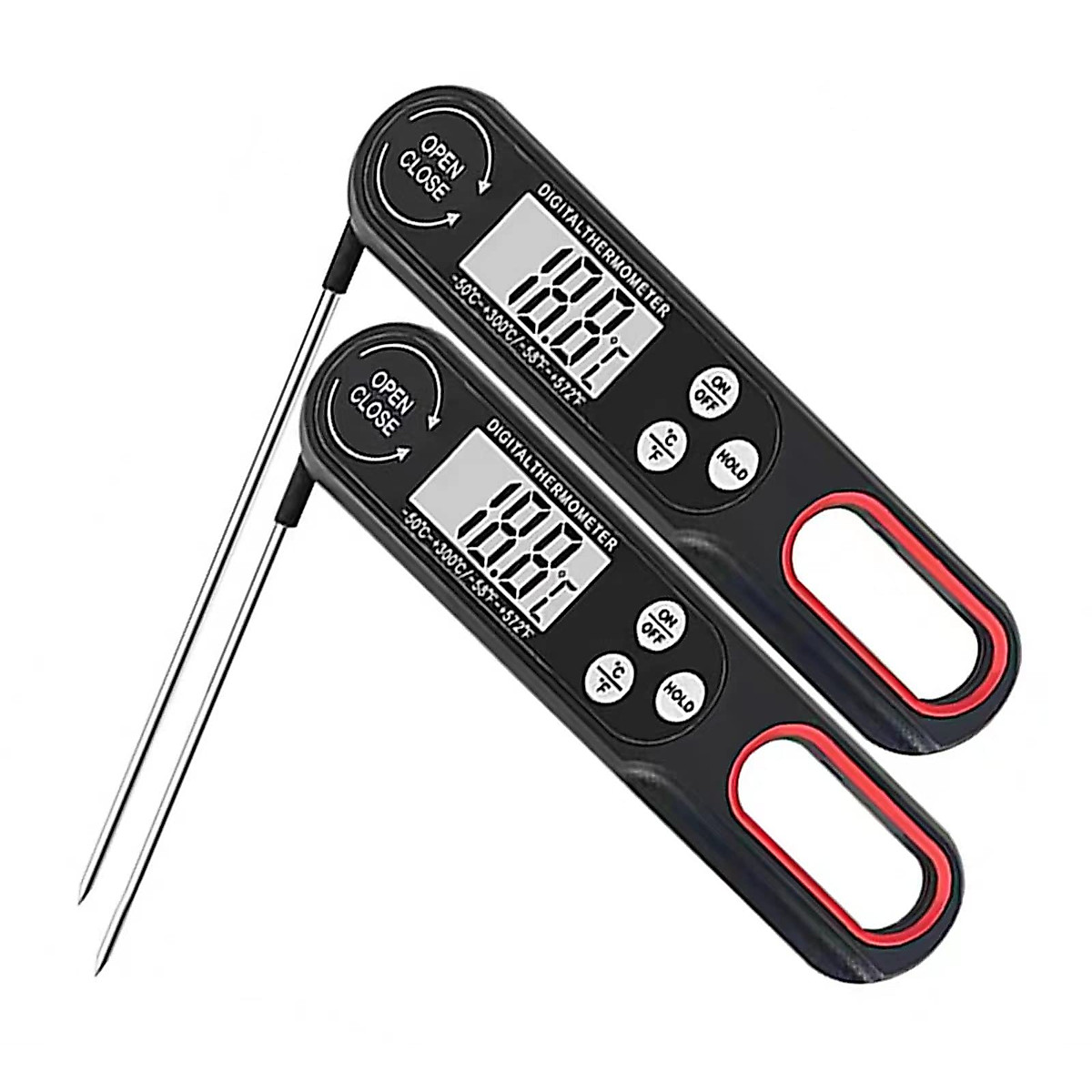 SONSENES Folding Digital Instant Reading Meat Thermometer (Black -2Pack)
