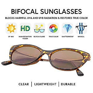 VITENZI Sunglasses with Readers for Women, Reader Sunglass with Bifocals, Cat Eye Tinted Reading, Verona in Tortoise 2.50