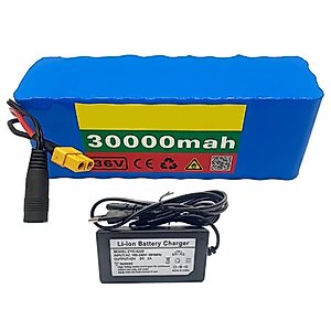CSTAL 36V 30Ah 10S3P 500W Electric Bike Lithium Ion Battery Pack, with 42V 2A Charger + Discharge BMS, for 54.6V Electric Bicycle Scooter