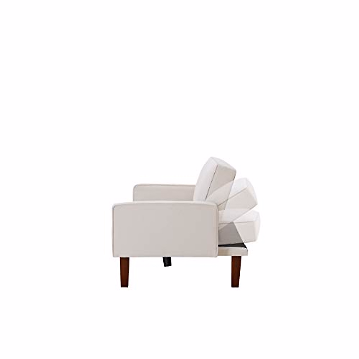 Eafurn Futon Sofa Bed with Wooden Legs Convertible Sleeper Couch Adjustable Loveseat Daybed, Comfy Sofa & Couches for Small Living Room Bedroom, Beige