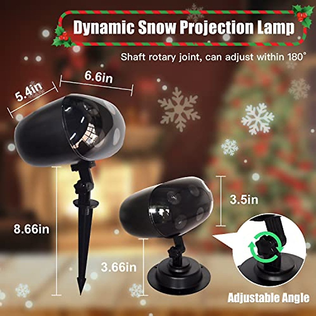 Christmas Snowfall LED Projector Lights, 2022 Upgrade Holiday Snow Projector, Snowflake Projection Lamp with Remote Control for Xmas Party Wedding and Garden Indoor Decor