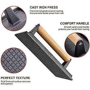 Cellay Griddle Accessories - 12 & 9 Inch Round Basting Cover Cheese Melting Dome Steaming Cover with 8 Inch Cast Iron Burger Bacon Press for Griddle Grill Cooking Indoor or Outdoor - 3 Pack