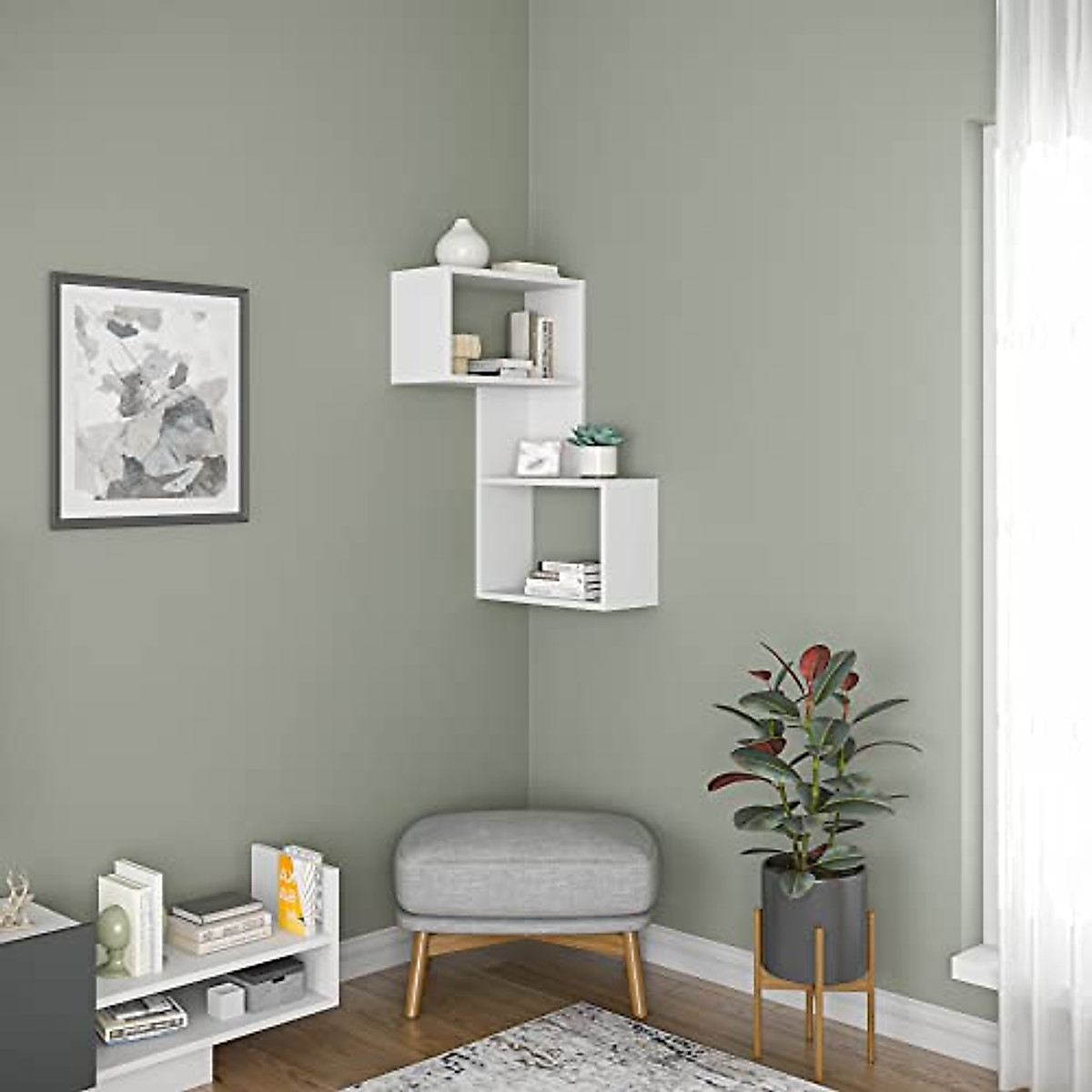 Ada Home Decor Wingate Modern White Wall Shelf 33.66'' H x 18.5'' W x 7.87'' D/Wall Storage/Shelving Unit