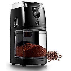 Secura Electric Burr Coffee Grinder Mill, Adjustable Cup Size, 17 Fine to Coarse Grind Size Settings for Drip, Percolator, French Press and Turkish Coffee Makers, Black,12 cups