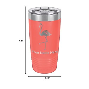 LaserGram 20oz Vacuum Insulated Tumbler Mug, Flamingo, Personalized Engraving Included (Coral)