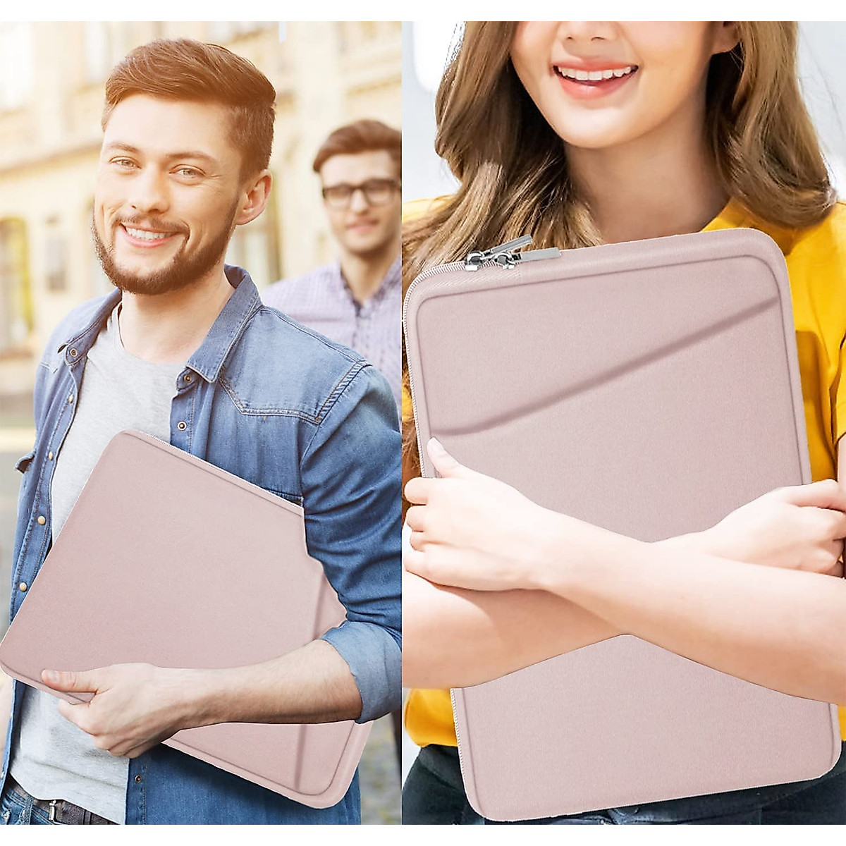 Laptop Case 14 inch, Durable Carrying Sleeve Bag Shockproof Protective Case Cover, Handbags Briefcase Laptop Bag Compatible with 14" MacBook Air/Pro HP Asus Lenovo Notebook Computer, Pink