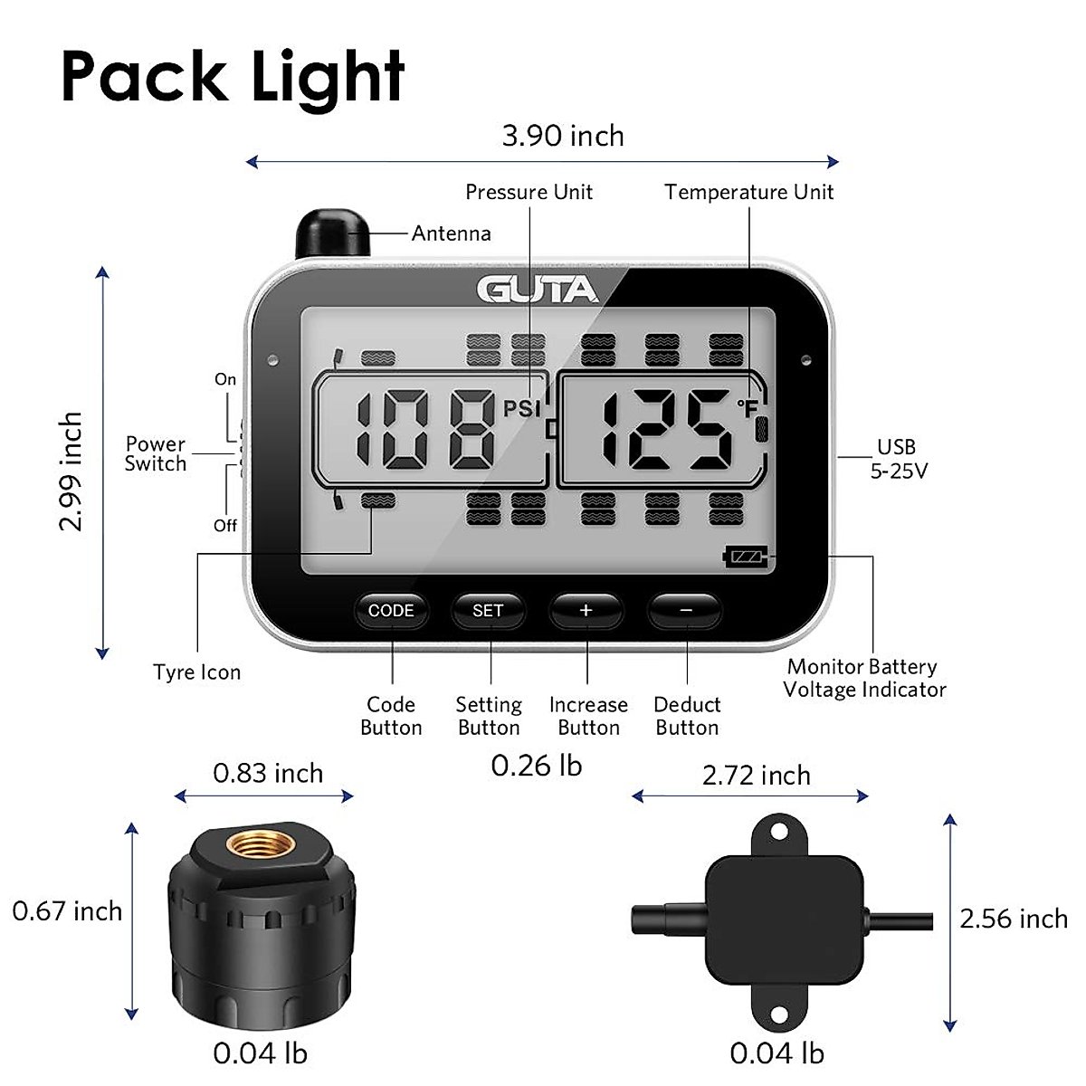 RV Tire Pressure Monitoring System, RV TPMS, 6 Sensors, 7 Alarm Modes, 14 Days Battery Life, 80ft Sensing Distance, Large Screen, for RV, Trailer, Coach, Motor Home, Fifth Wheel, (0-188psi) (-4~ 185℉)