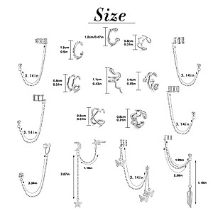 BESTEEL 16 Pcs Ear Cuff Earrings Set for Women Cuff Chain Earrings Helix Cartilage Cuff Earring Non Piercing Earring Pack Silver