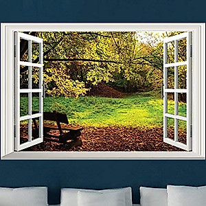Home Find Fake Window Wall Decal View a Corner of Garden Faux Windows for Wall Stickers 3D Removable Murals Self Adhesive Vinyl Decor Bedroom Living Room Nursery Home Decoration 23 inches x 15 inches