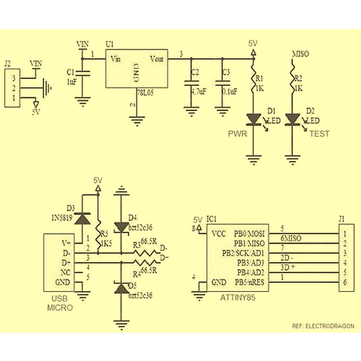 Gump's grocery Mini ATTINY85 Micro USB Development Board for Digispark Kickstarter
