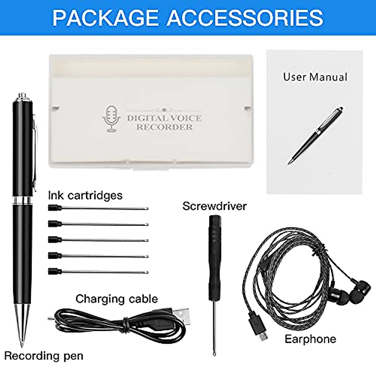 AIUAIUGO 32GB Digital Voice Recorder Device Voice Activated Recorder- Mini Audio Recording Device Audio Recorder for Lectures Meetings Classes, Portable USB MP3 Playback