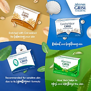 Grisi Neutral, Cleansing and Hypoallergenic Soap, Soften and Clean your skin, Non-Irritating, Fragrance-free, for All Kind of Skin, 6-Pack of 3.5 Oz each, 6 Bar Soaps.
