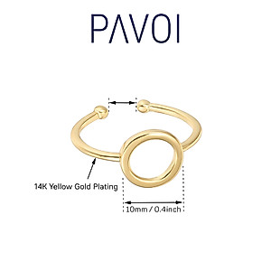 PAVOI 14K Yellow Gold Karma Open Circle Ring | Gold Plated Adjustable Rings for Women | Stackable Rings