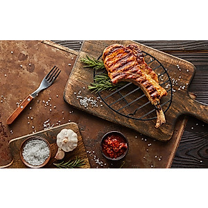 Yesland 4 Pack Oval Roasting Rack Cooling Rack with Integrated Feet, 12 x 8.5 Inch Black Non-stick Coating Iron Baking Rack for Cooking, Roasting, Drying, Grilling, PTFE Free