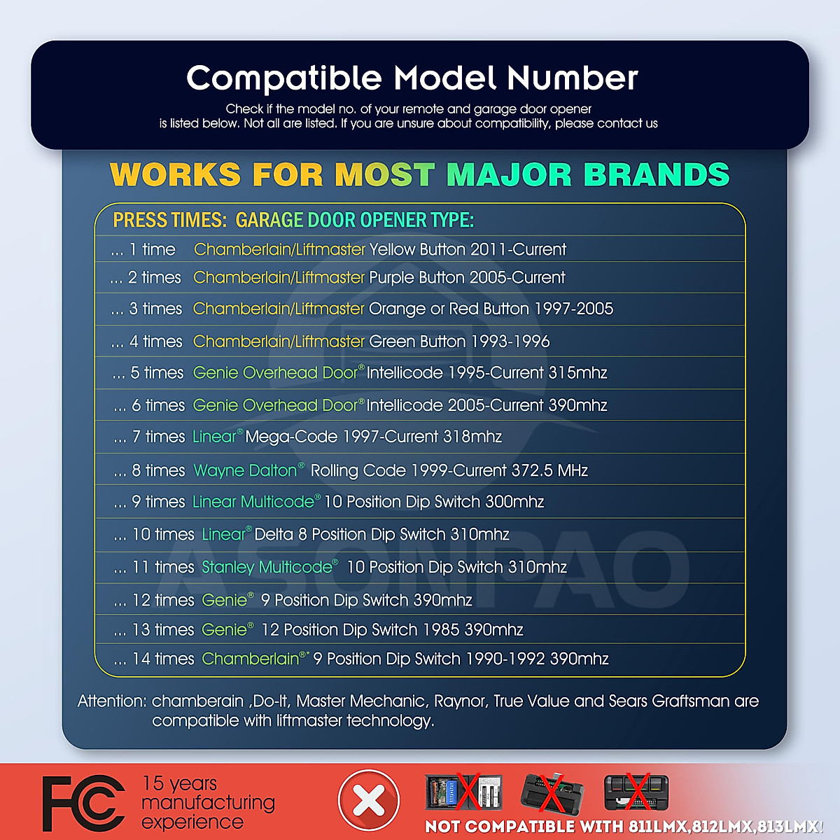 3-Pack of LiftMaster Garage Door Opener Remote (375UT, 375LM, 380UT) with 3-Year Warranty