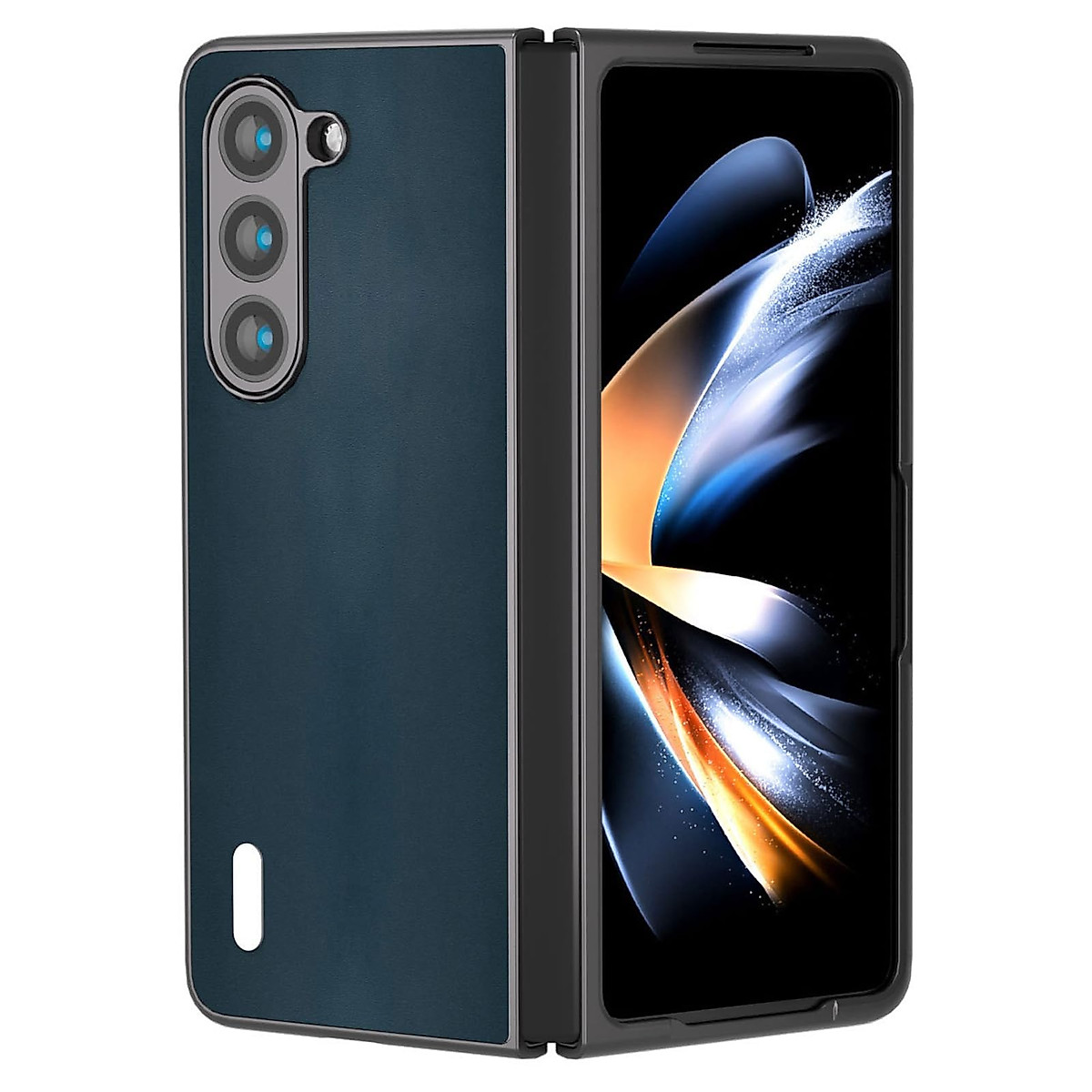 THikk Leather Case for Samsung Galaxy Z Fold 5, Slim Genuine Leather Hard PC Shockproof Protective Phone Case Durable Back Cover for Samsung Galaxy Z Fold 5,Green