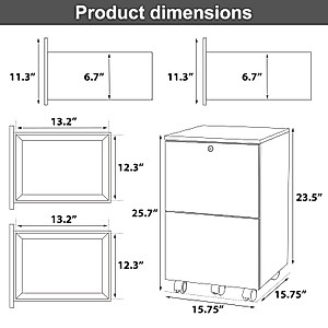 TOPSKY 2 Drawers Wood Mobile File Cabinet for Letter Size Files Fully Assembled Except Casters (Rustic Brown)