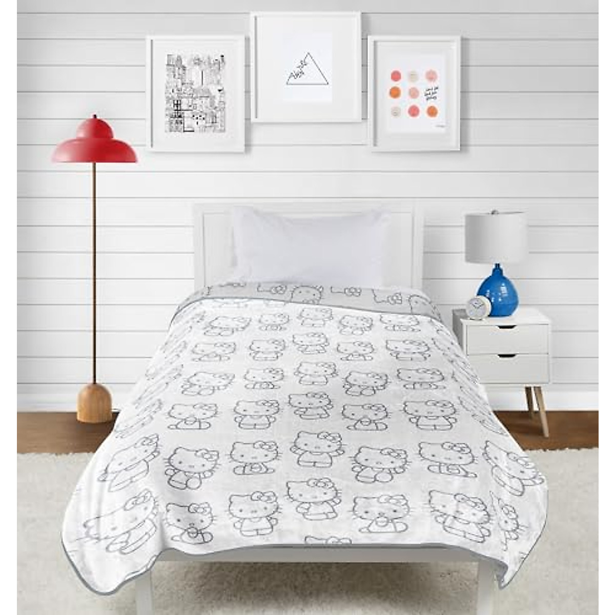 Hello Kitty White Kitties Plush Blanket - Measures 60 x 90 Inches, Kids Bedding - Super Soft Fleece Bedding