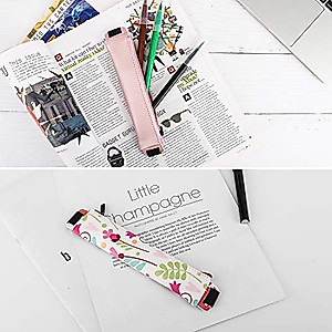 MoKo Pencil Case (2 Pack), PU Leather Pen Pencil Pouch Holder Stationery Zipper Bag with Elastic Strap for Pens, Pencils, Markers, Eraser - Printing & Gold Pink