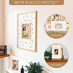 Blustrio Wooden Wedding Guest Book Alternative, 11"x17"Framed and Hangable Baby Shower Guest Book for Wedding/Baby/Graduation/Retirement/Birthday/Party/Celebration of Life/Funeral(Stand not included)