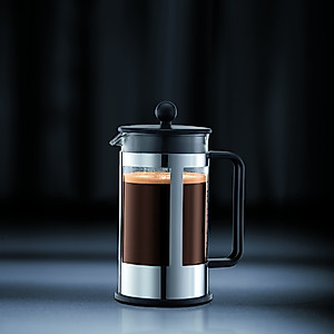 Bodum Kenya 8-Cup French Press Coffee Maker, 34-Ounce, Stainless Steel, Black