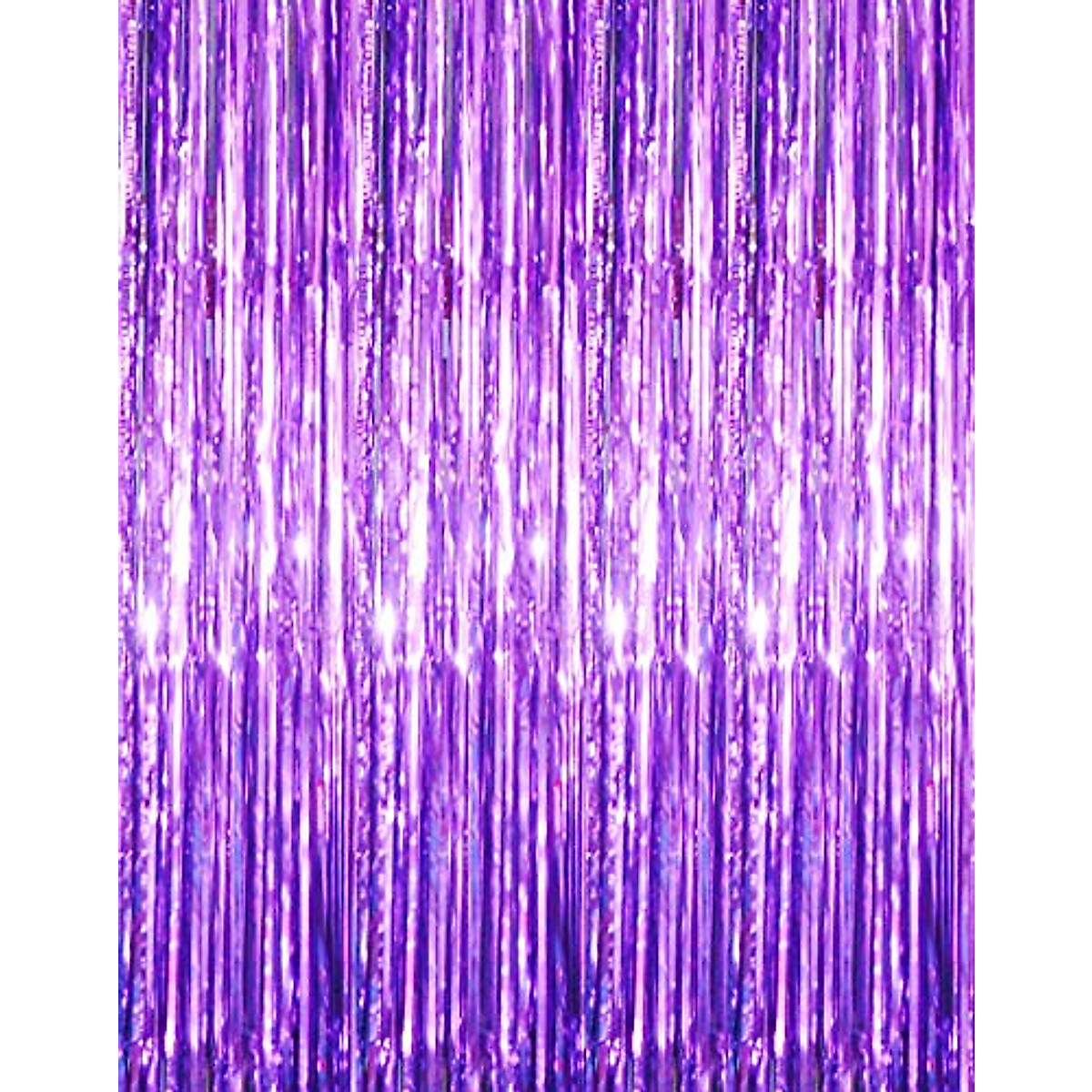 GOER 6.4 ft x 9.8 ft Metallic Tinsel Foil Fringe Curtains,Pack of 2 Party Streamer Backdrop for Birthday,Graduation Decorations and New Year Eve (Purple)