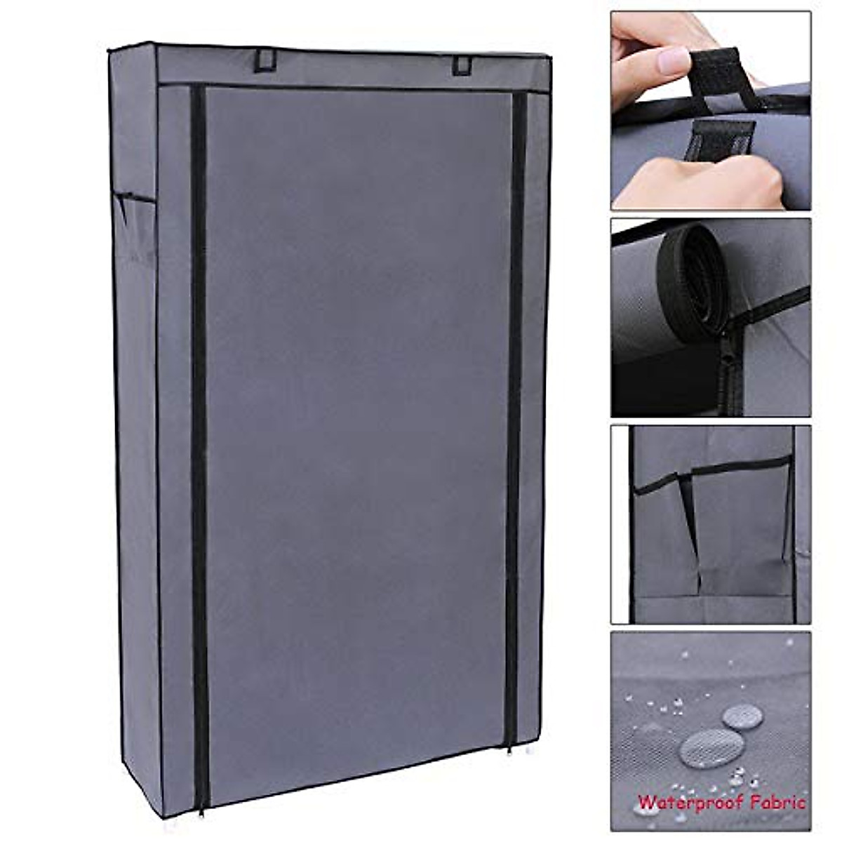 Xy Litol 10-Tier Shoe Rack Cabinet - 45 Pair Shoe Organizer for Entryway, Closet, Bedroom, and Hallway Grey