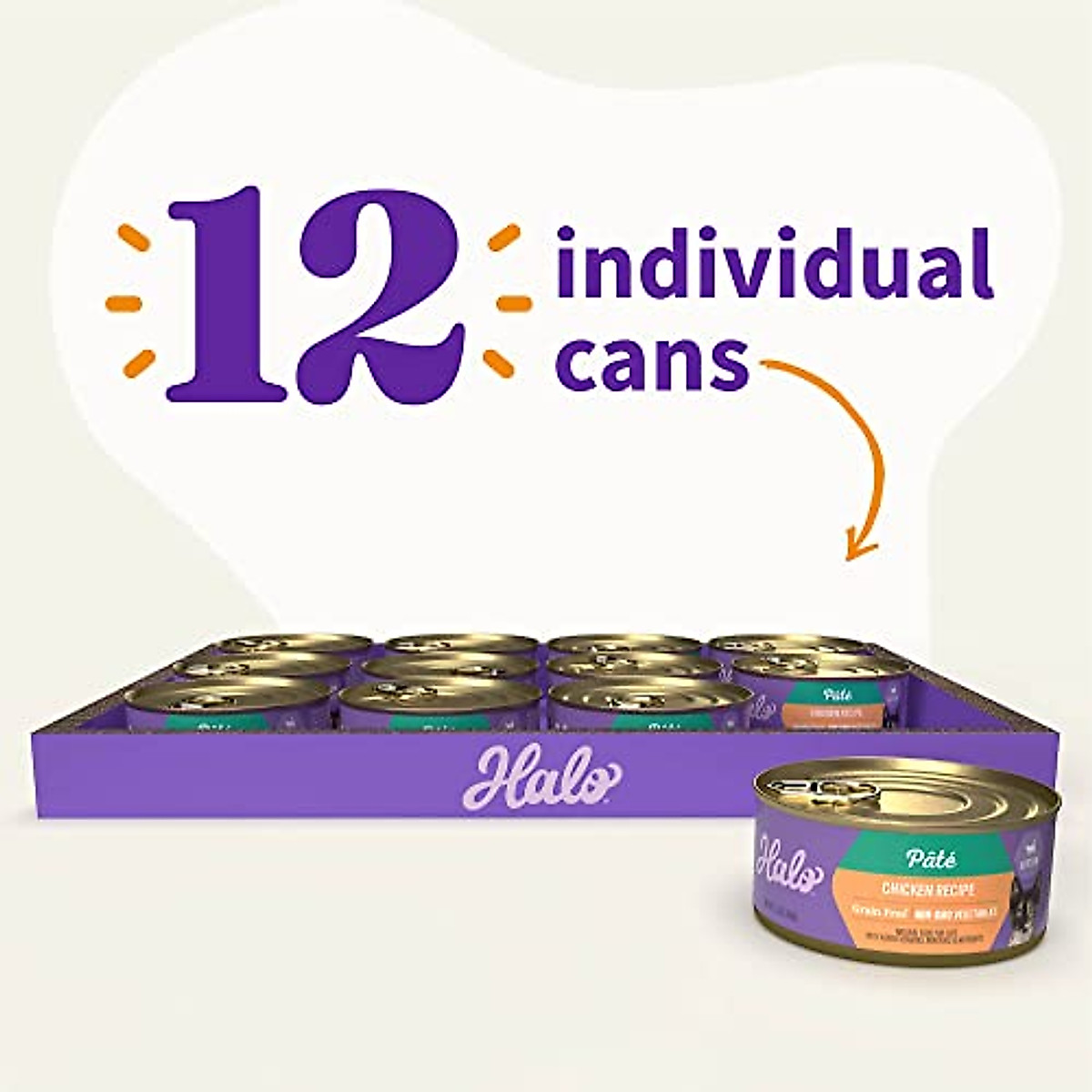 Halo Kitten Grain Free Wet Cat Food Pate, Chicken Recipe, Healthy Cat Food with Real, Whole Chicken , 3oz Can (Pack of 12)