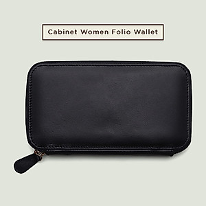 ALLONSI Womens Leather Wallet Purse|Slim Wallet for Women|RFID Block|Black Wallet Women