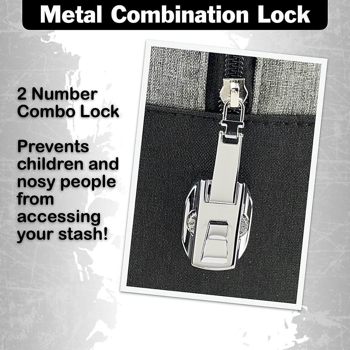 Generic Smoking Turtle: 100 Smell Proof Backpack with Combo Lock, Weather Resistant (Grey & Black),Large