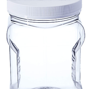 Consolidated Plastics 41657 Wide-Mouth PET Grip Jar with Lid, 32 oz, Clear, 12 Piece