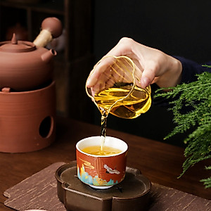 HOHCNA Tea Cups, Ceramic Chinese Tea Cup Set of 4, Japanese Tea Cups, Asian Porcelian Tea Cups, Handleless Ceramic Cup for Matcha Tea,Green Tea,Latte,Cappuccino.