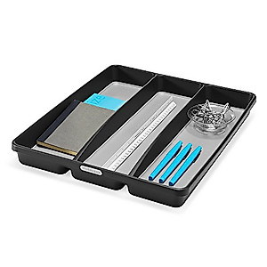 madesmart Classic Large Utensil Tray Soft Grip, Non-Slip Kitchen Drawer, Multi-Purpose Home Organization, BPA Free, Granite