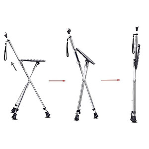 Folding Seat Cane,Walking Stick & Chair Seat, Travel Cane Chair,Lightweight,Robust 3 Legged Walking Seat Stick - Three Legged Stick with St