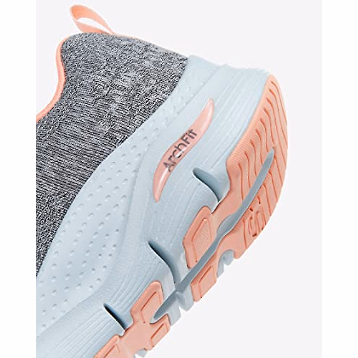 Skechers Women's Sneaker, Gray Knit Pink Trim, 8
