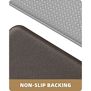 Color G Kitchen Rugs, Runner Cushioned Anti-Fatigue, Non Skid Waterproof Comfort Standing Floor Mats, Memory Foam, 17"x59", Grey