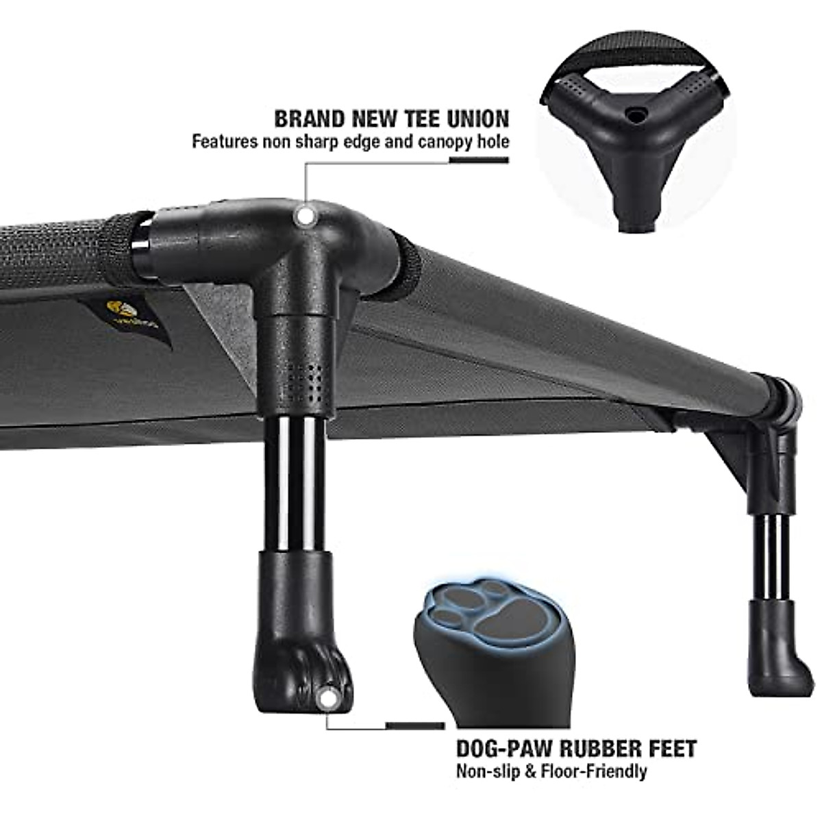 Veehoo Cooling Elevated Dog Bed, Outdoor Raised Dog Cots Beds with Washable & Breathable Mesh, No-Slip Rubber Feet, Portable Chewproof Pet Bed for Indoor & Outdoor, X-Large, Brown