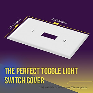 ENERLITES Light Switch Cover Plate, Toggle Wall Plate Cover, Size 1-Gang 4.50" x 2.76", Unbreakable Polycarbonate Thermoplastic, 8811-W-10PCS, White (10 Pack)